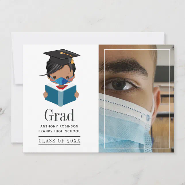 Cute Covid-19 Boy Graduation Photo Announcement | Zazzle