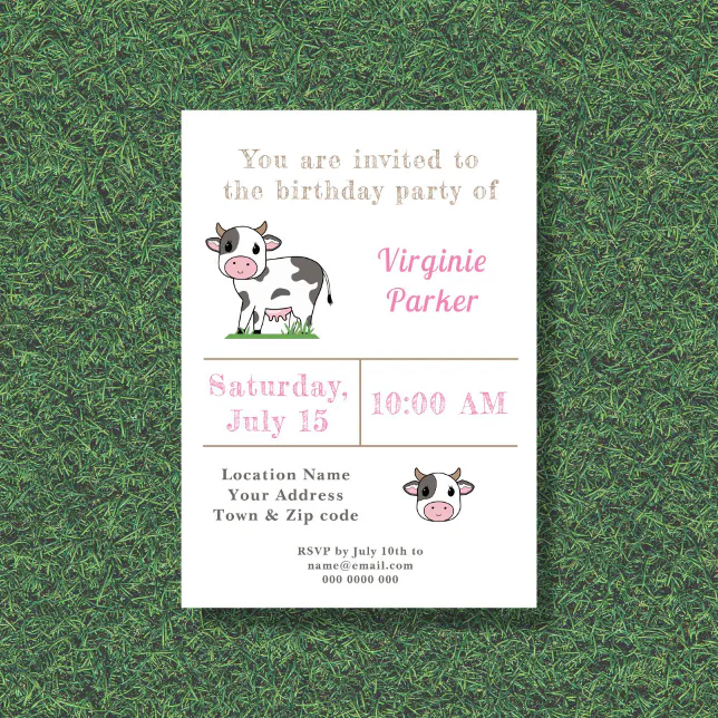 Cute Cow Birthday Invitation | Zazzle
