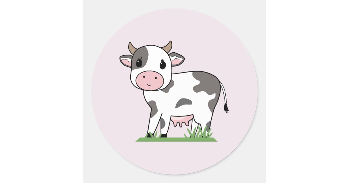Cute Cow Cartoon Sticker | Zazzle