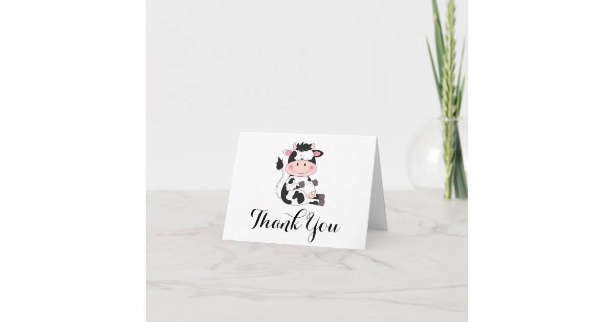Cute Cow Cartoon Thank You Card | Zazzle