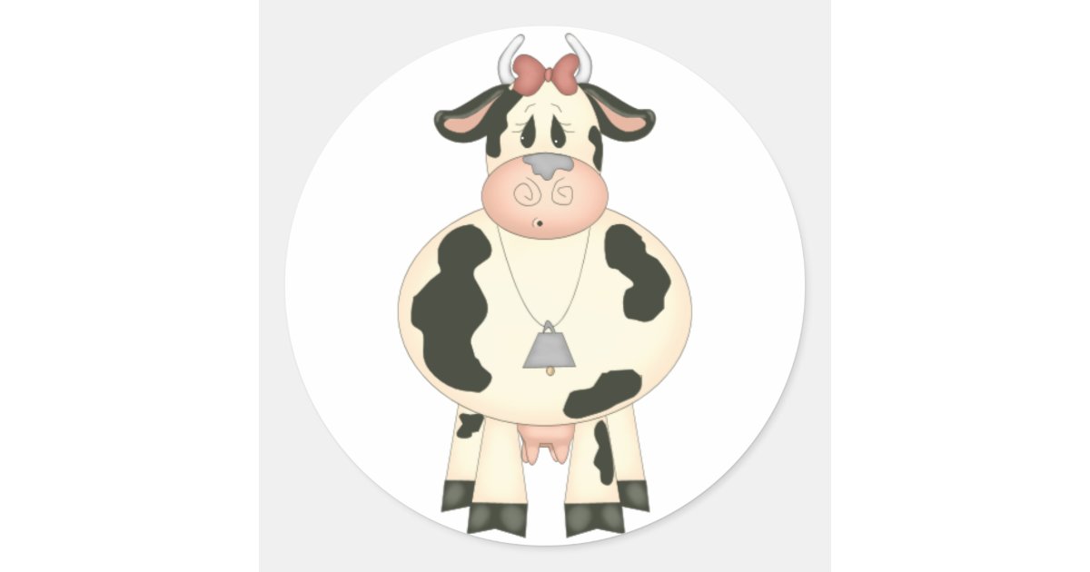 Cute Cow Classic Round Sticker | Zazzle