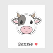 Cute Cow Custom-Cut Sticker | Zazzle