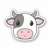 Cute Cow Custom-Cut Sticker | Zazzle