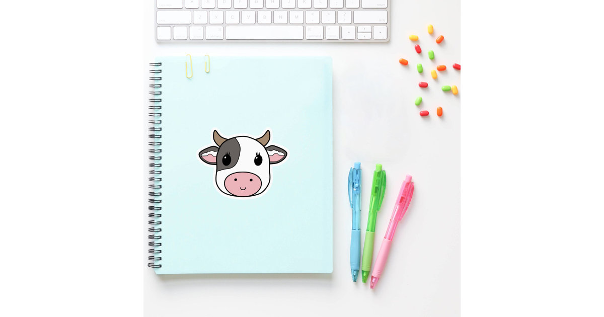 Cute Cow Custom-Cut Sticker | Zazzle