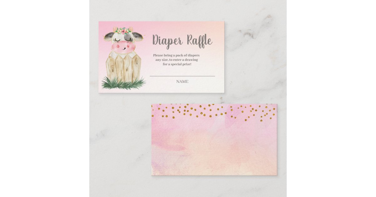 Cute Cow Diaper Raffle Enclosure Card | Zazzle
