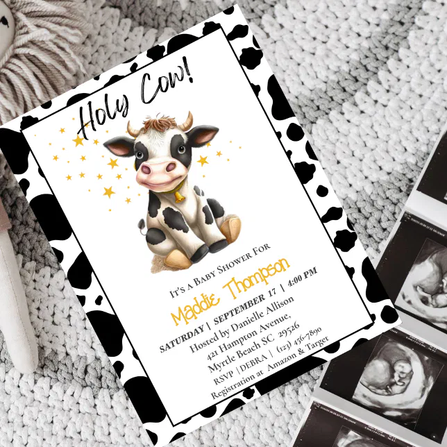 Cute Cow Farm Theme Baby Shower Invitation | Zazzle