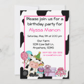 Cute cow girls birthday invitation | Zazzle