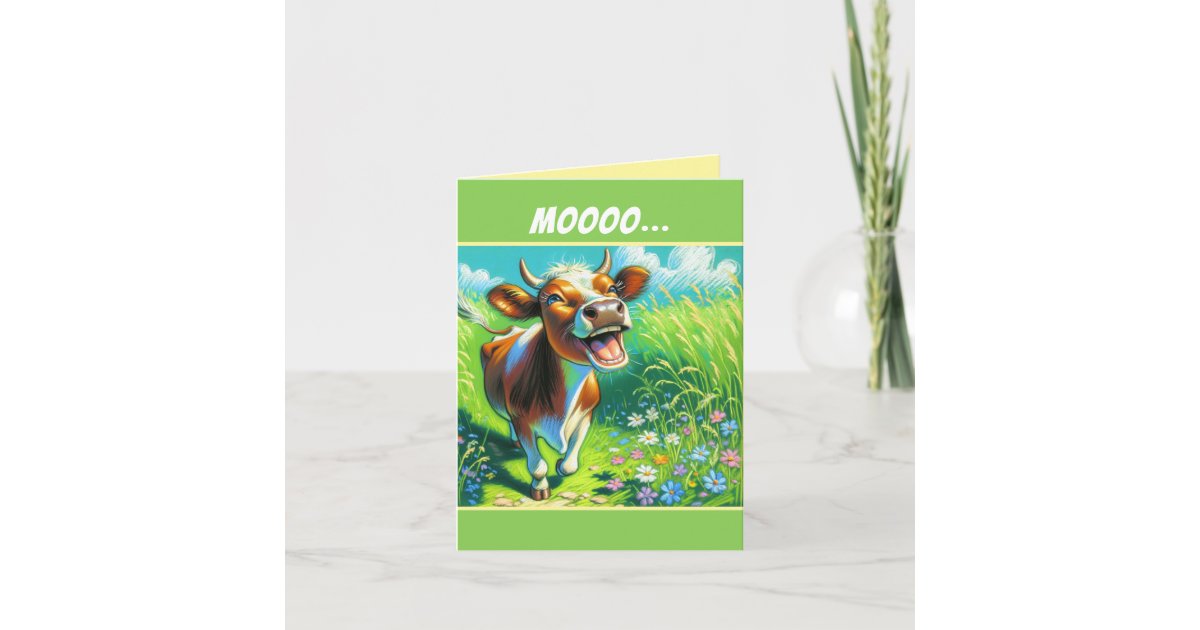 Cute Cow Illustration Mooo-chas Gracias Thank you Card | Zazzle