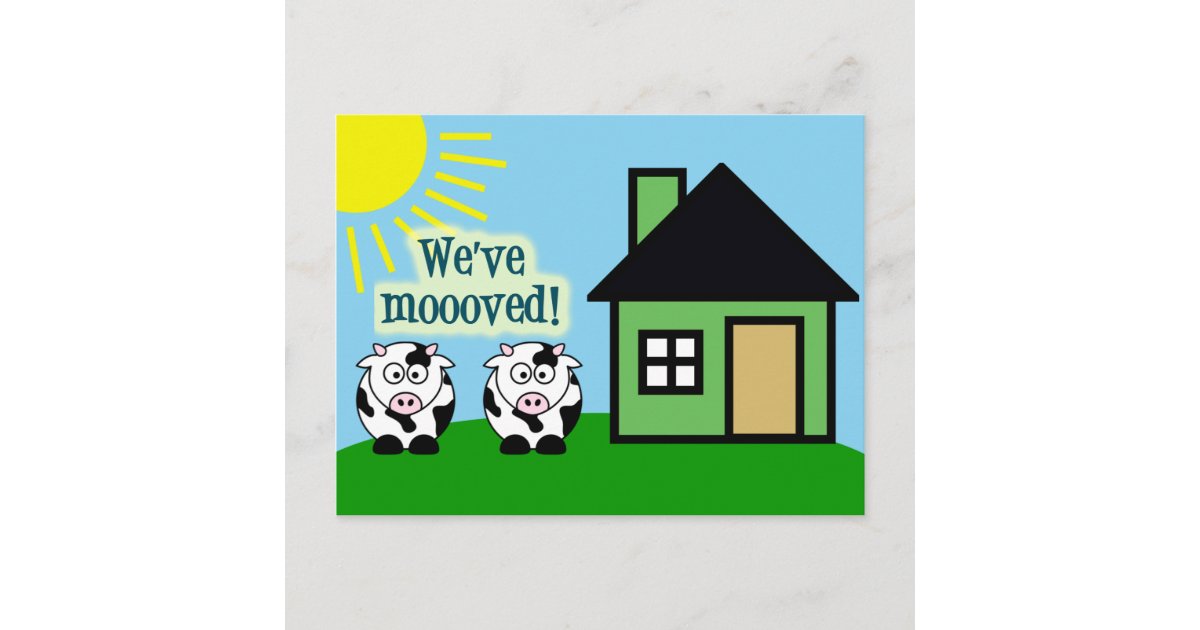 Cute Cow Just Moved Cards | Zazzle