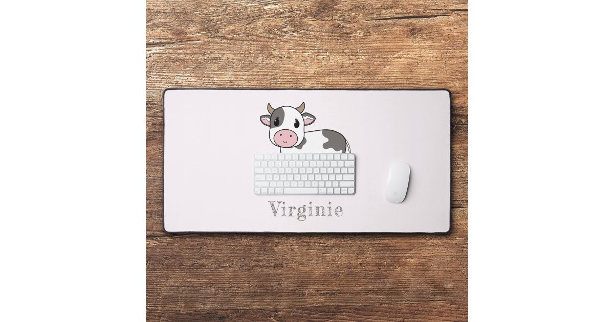Cute Cow Pink Desk Mat | Zazzle