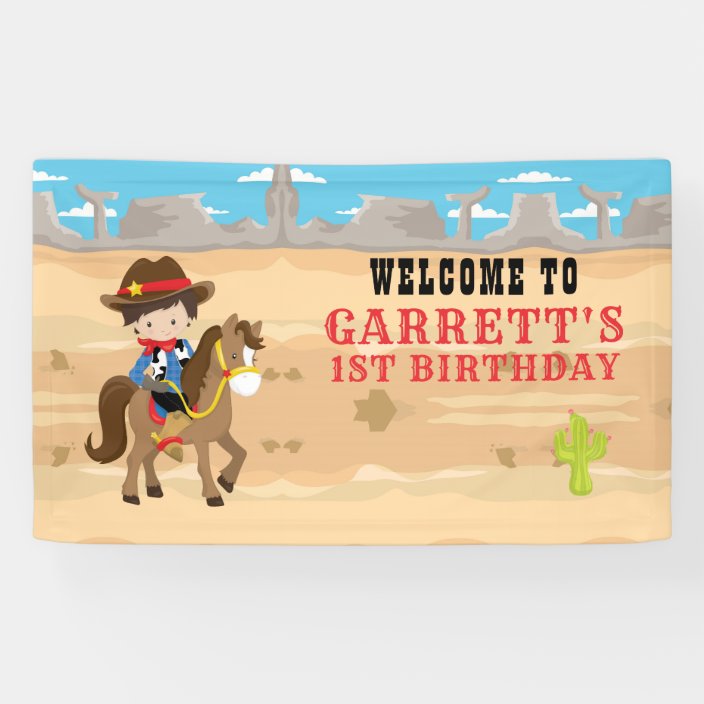 Cute Cowboy 1st Birthday Party Banner | Zazzle.com
