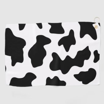 cute cowboy black and white farm cow print golf towel | Zazzle
