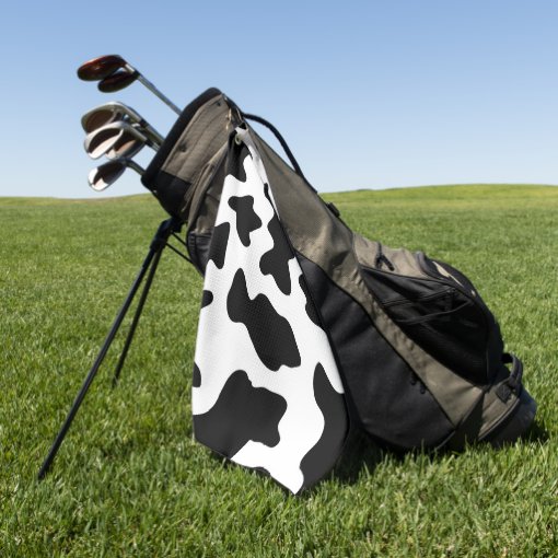 cute cowboy black and white farm cow print golf towel | Zazzle