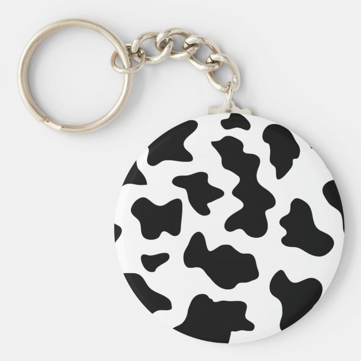 cute cowboy black and white farm cow print keychain | Zazzle