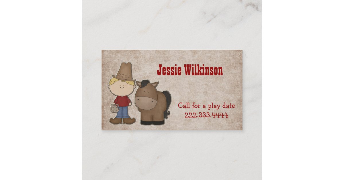 Cute Cowboy Custom Playdate Card | Zazzle