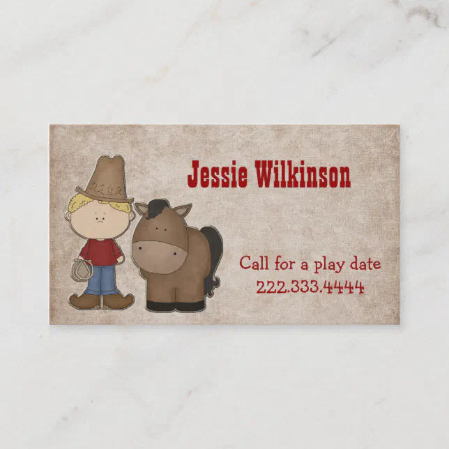 Cute Cowboy Custom Playdate Card | Zazzle