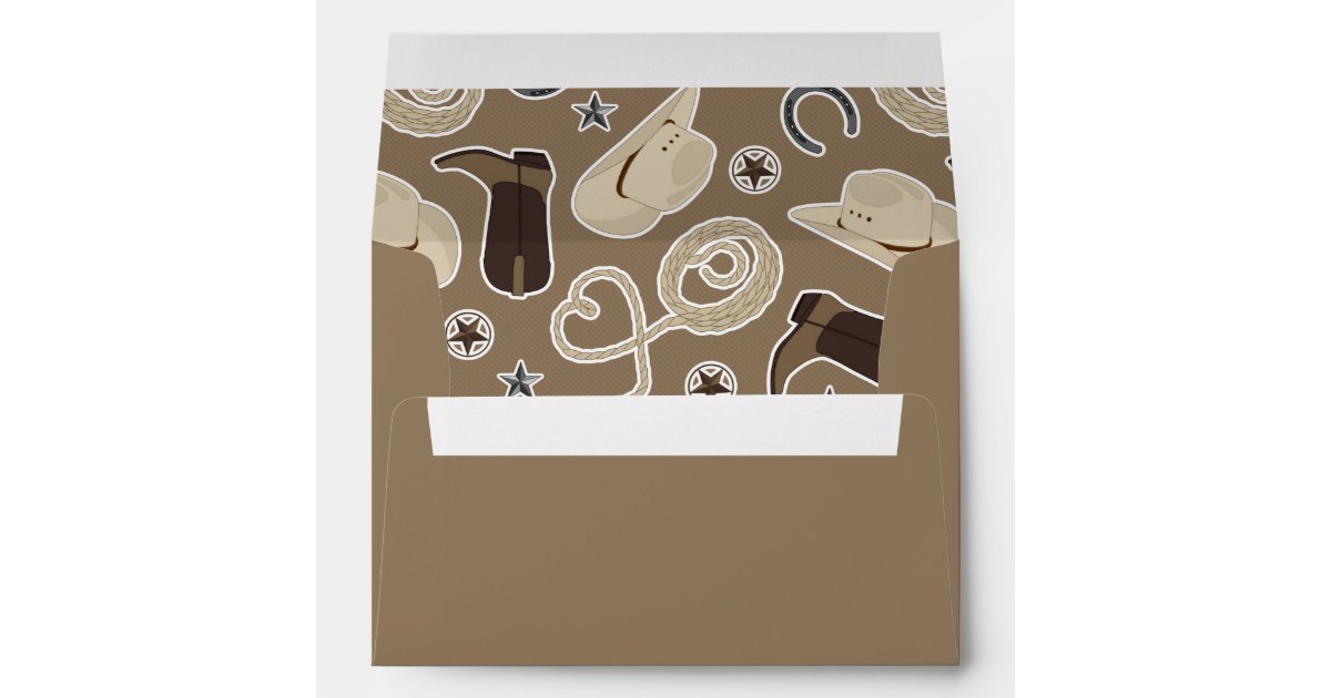 Cute Cowboy Theme Pattern Brown Envelope | Zazzle