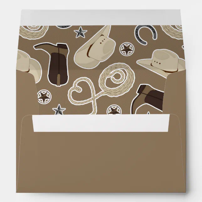 Cute Cowboy Theme Pattern Brown Envelope | Zazzle