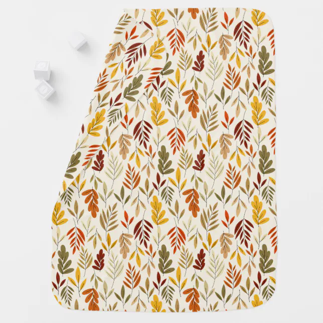 Cute Cozy Fall Leaves Pattern Baby Blanket | Zazzle