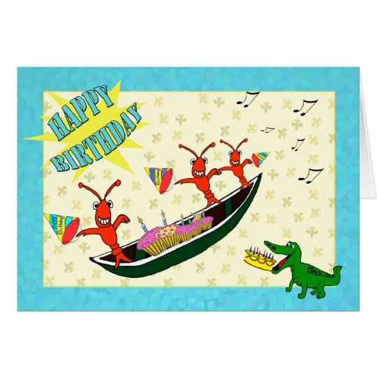 Cute Crawfish and Alligator Happy Birthday Card | Zazzle.com