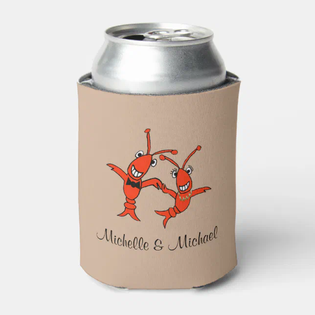 Cute Crawfish Couple Can Cooler | Zazzle