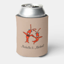Cute Crawfish Couple Can Cooler | Zazzle