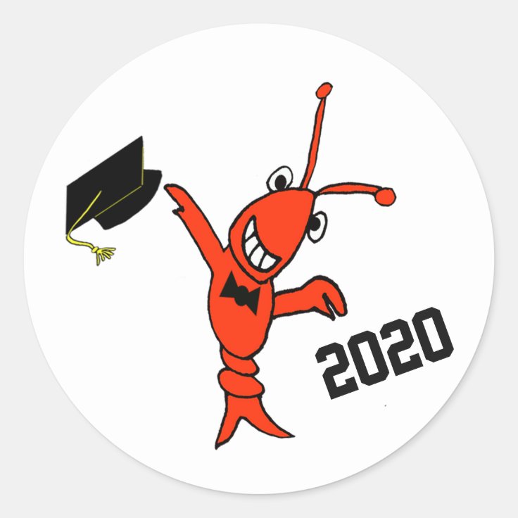 Cute Crawfish Graduation Classic Round Sticker | Zazzle