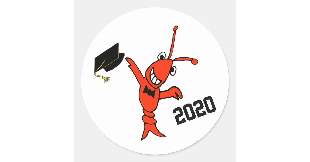 Cute Crawfish Graduation Classic Round Sticker | Zazzle