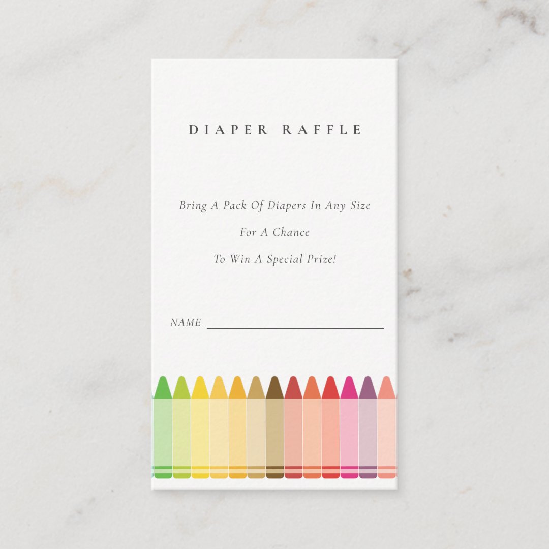 Cute Crayon Fun Rainbow Diaper Raffle Baby Shower Enclosure Card | Zazzle