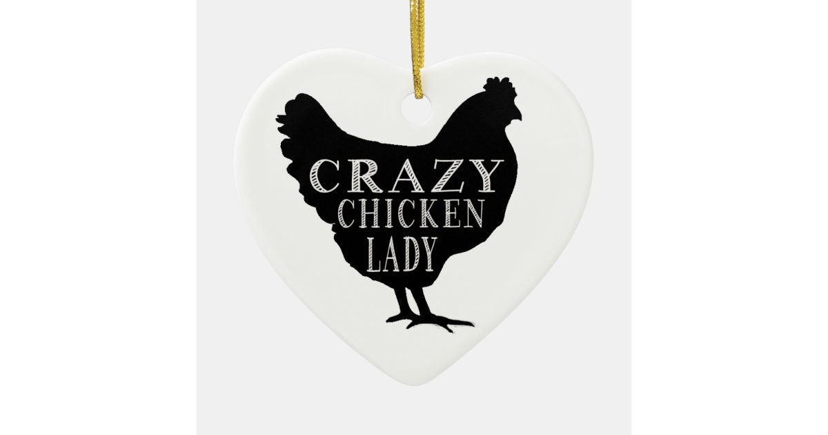Cute Crazy Chicken Lady Ceramic Ornament | Zazzle