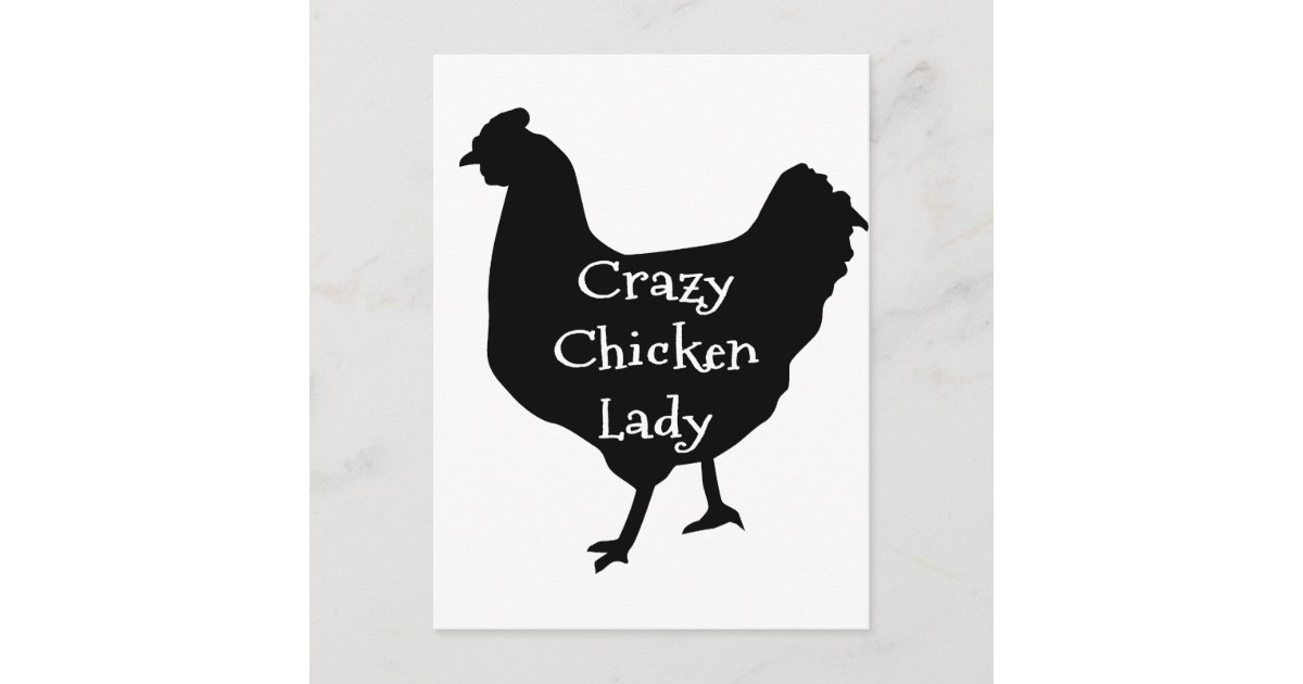Cute Crazy Chicken Lady Chicken Silhouette Postcard | Zazzle