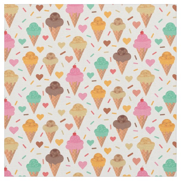 Ice cream cones pattern fabric | Zazzle