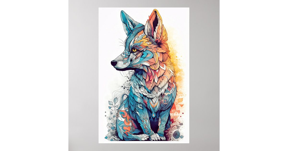 Cute Creative Fox Illustration Poster | Zazzle