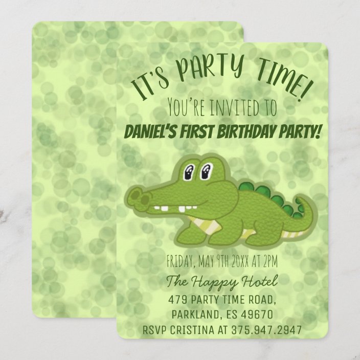 Cute Crocodile Boy Birthday Party Invitation | Zazzle.com