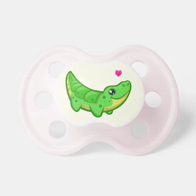 Cute crocodile love kawaii cartoon baby girl pacifier | Zazzle