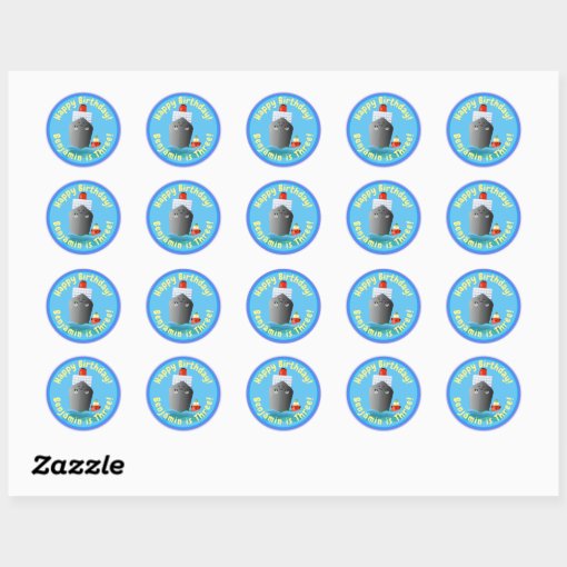 Cute cruise ship tug boat cartoon illustration classic round sticker ...
