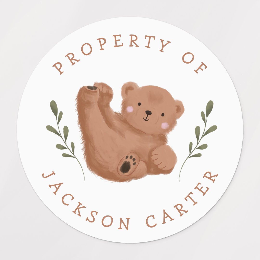 Cute Cub Bear Custom Kids' Labels | Zazzle