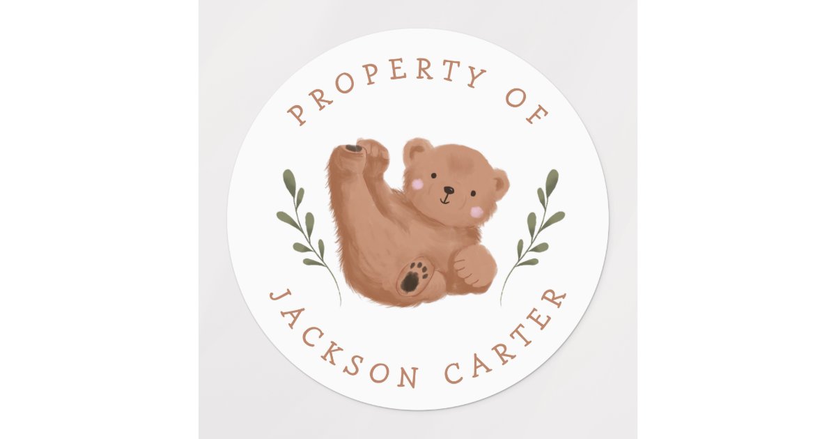 Cute Cub Bear Custom Kids' Labels | Zazzle