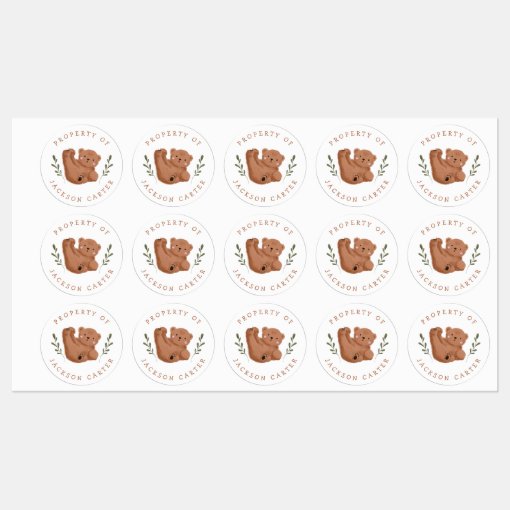 Cute Cub Bear Custom Kids' Labels | Zazzle