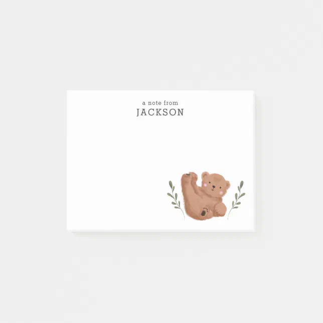 Cute Cub Bear Personalized Post-it Notes | Zazzle