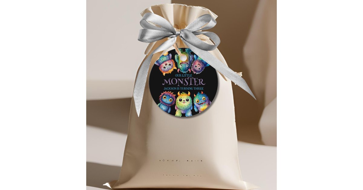 Cute Cuddly Colorful Little Monsters Kids Birthday Favor Tags | Zazzle