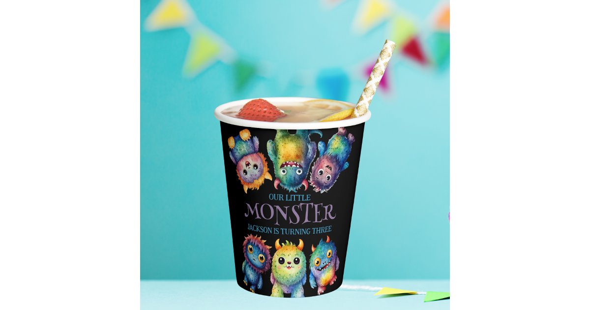Cute Cuddly Colorful Little Monsters Kids Birthday Paper Cups | Zazzle