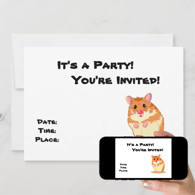 Cute Cuddly Hamster party invitation | Zazzle