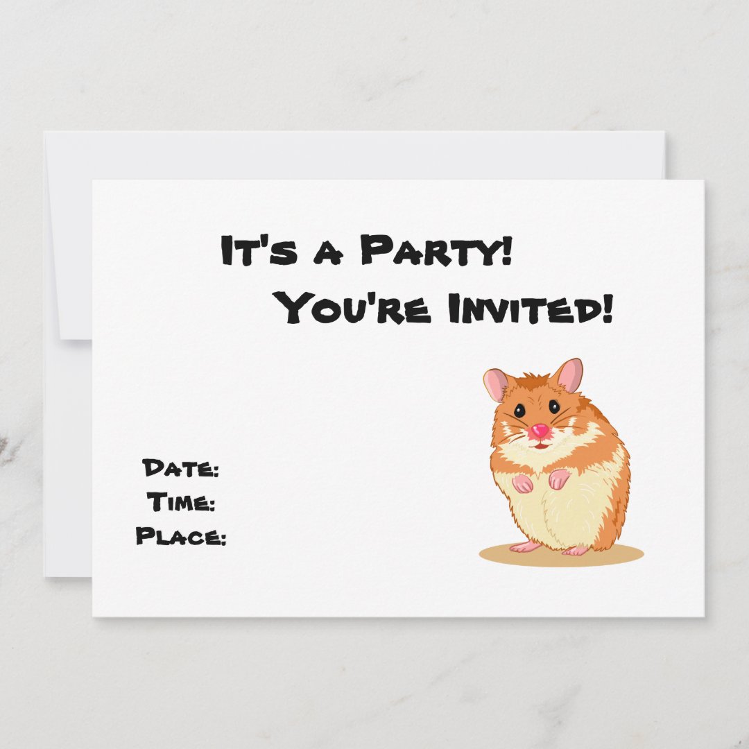 Cute Cuddly Hamster party invitation | Zazzle