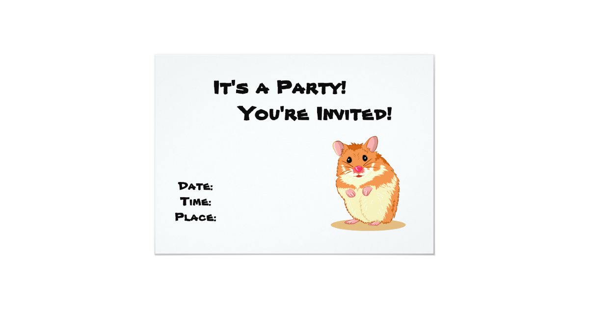 Cute Cuddly Hamster party invitation | Zazzle.com