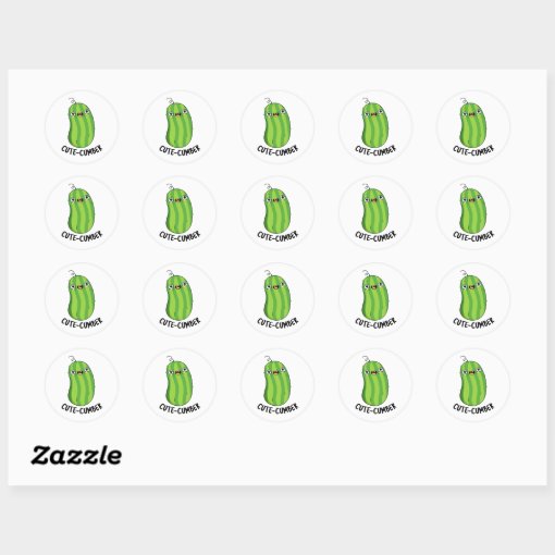 Cute-cumber Cute Cucumber Pun Classic Round Sticker | Zazzle