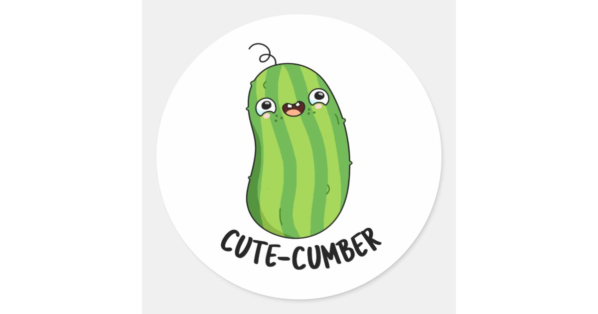 Cute-cumber Cute Cucumber Pun Classic Round Sticker | Zazzle
