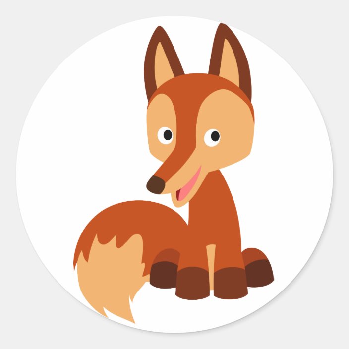 Cute Cunning Cartoon Fox Sticker | Zazzle.com