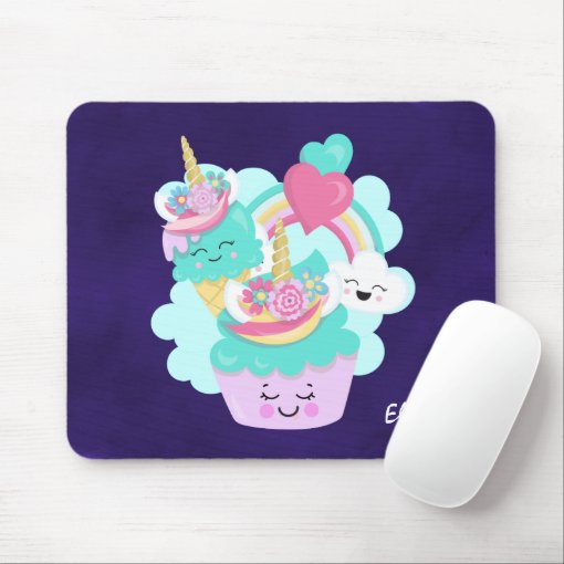 Cute Cupcake and Happy Ice Cream Mouse Pad | Zazzle