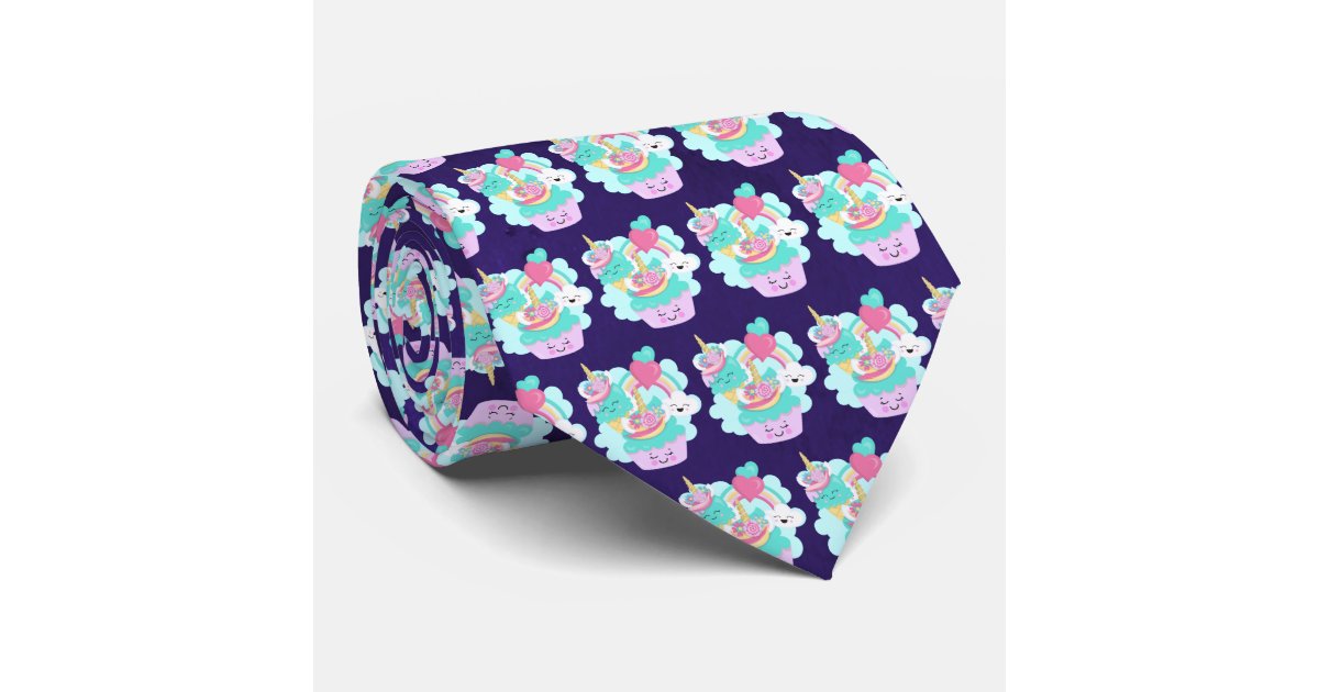 Cute Cupcake and Happy Ice Cream Pattern Neck Tie | Zazzle
